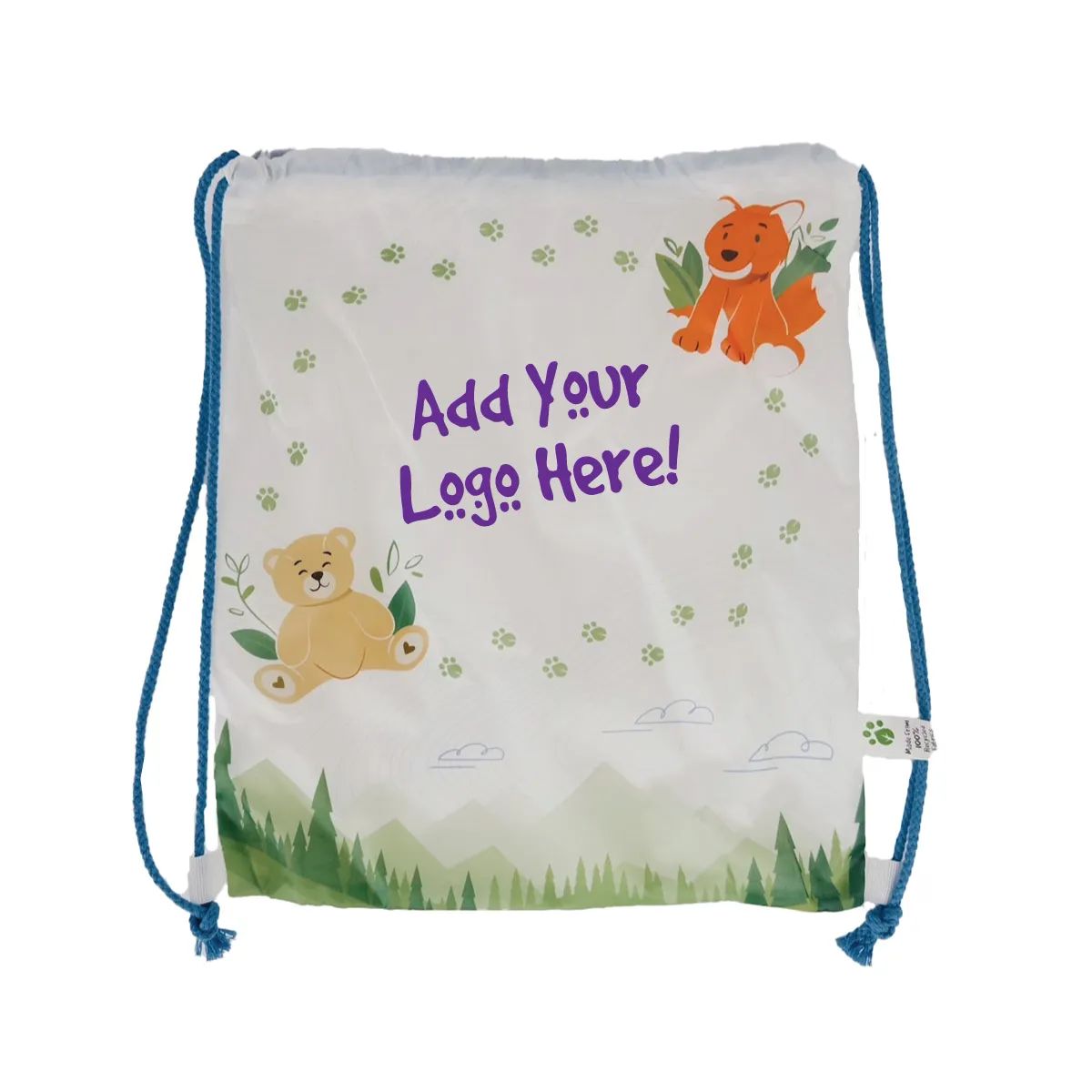 16" Brand Your Own Drawstring Bag (Eco) (No Printing) - The Bear Factory